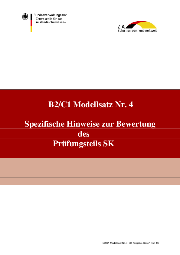 (PDF) B2/C1 Modellsatz Nr. 4 Spezifische Hinweise zur Bewertung des ...
