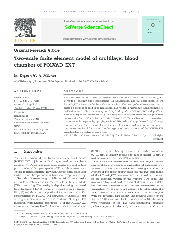 (PDF) Two-scale finite element model of multilayer blood chamber of ...
