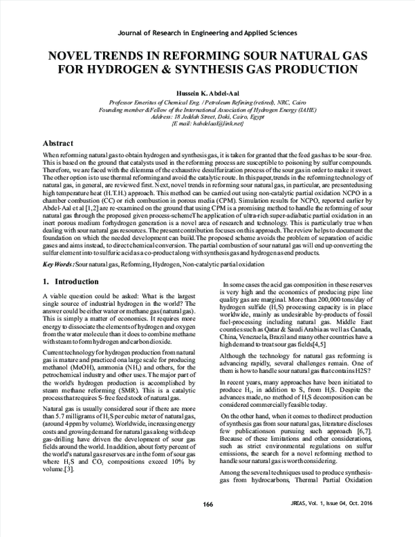 (PDF) NOVEL TRENDS IN REFORMING SOUR NATURAL GAS FOR HYDROGEN ...
