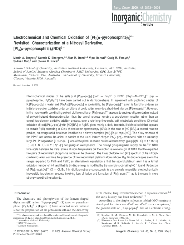 (PDF) Electrochemical and Chemical Oxidation of [Pt 2 (μ-pyrophosphite ...
