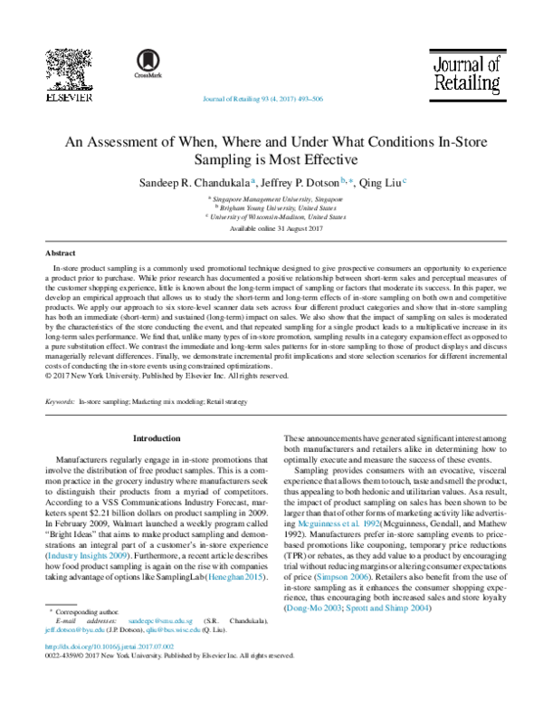 (PDF) An assessment when where and what in store sampling