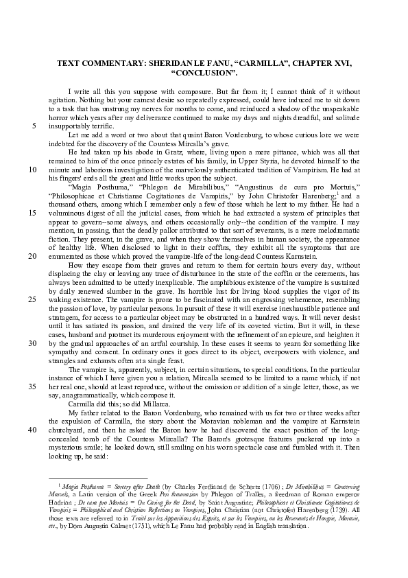 (PDF) Text commentary: Carmilla