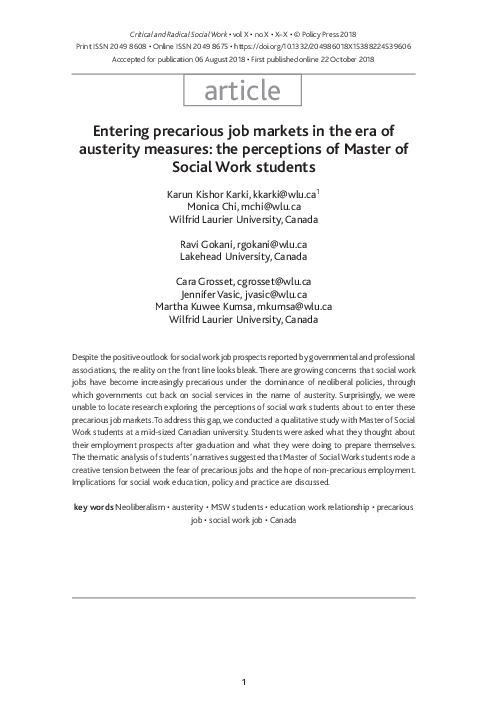 (PDF) Entering precarious job markets in the era of austerity measures ...
