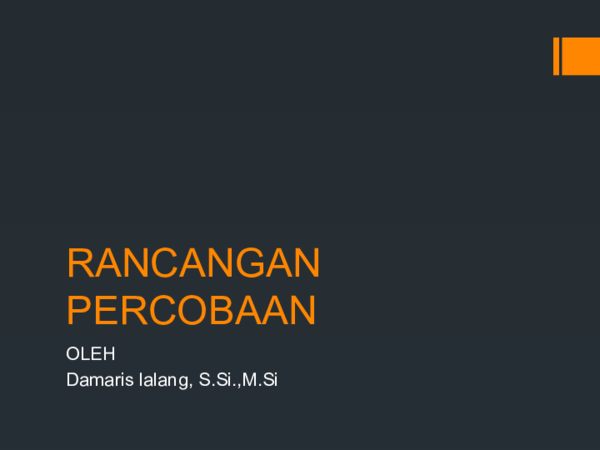 (PPT) RANCANGAN PERCOBAAN