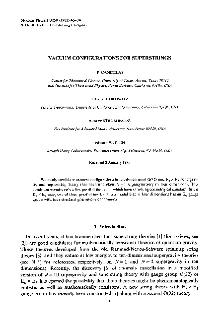 (PDF) Vacuum configurations for superstrings