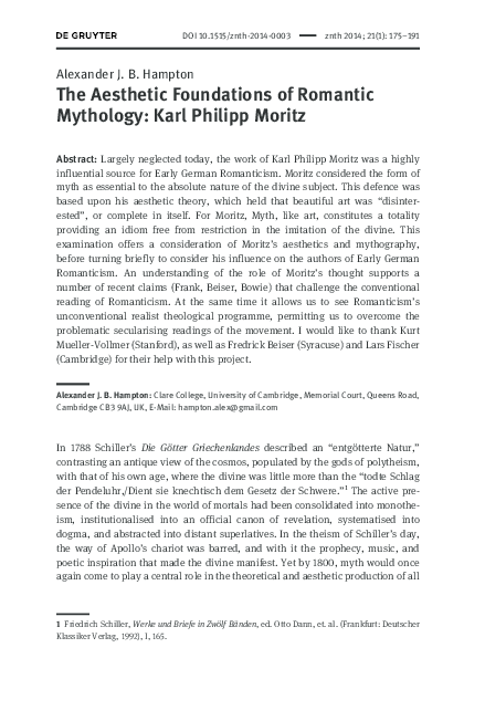 (PDF) 'The Aesthetic Foundations of Romantic Mythology’, Journal for ...