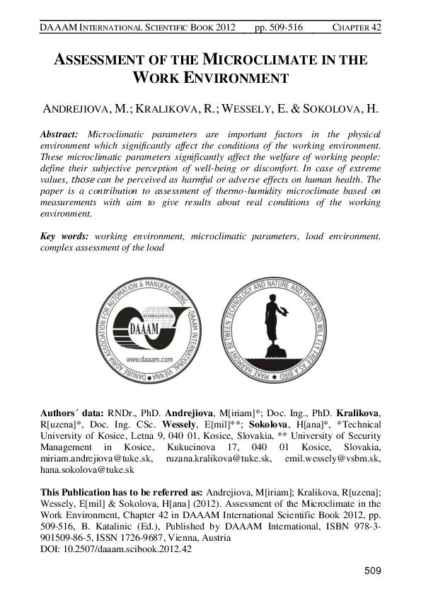(PDF) ASSESSMENT OF THE MICROCLIMATE IN THE WORK ENVIRONMENT