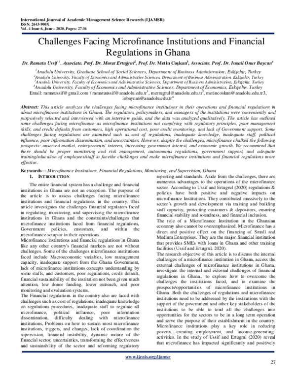 (PDF) CHALLENGES FACING MICROFINANCE INSTITUTIONS AND FINANCIAL ... (PDF) CHALLENGES FACING MICROFINANCE INSTITUTIONS AND FINANCIAL ...