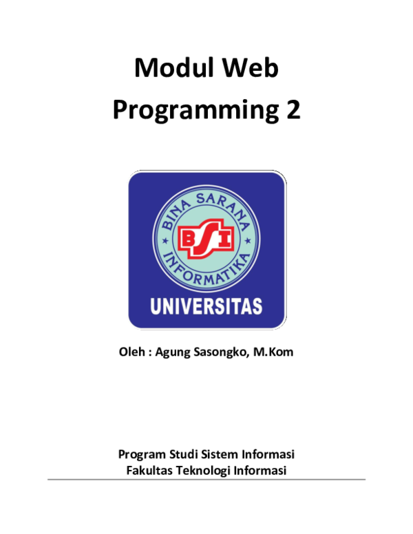 Pdf Modul Web Programming 2 Oleh Agung Sasongko Mkom Program