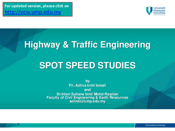 (PDF) Highway & Traffic Engineering SPOT SPEED STUDIES