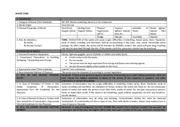 (DOC) WASTE CARD A-PROPERTIES