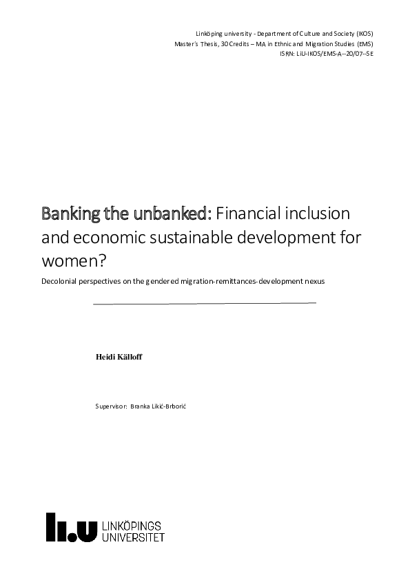 (PDF) Banking the unbanked: Financial inclusion and economic ...