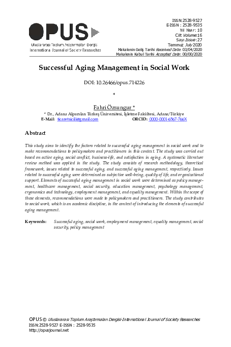 (PDF) Successful Aging Management in Social Work