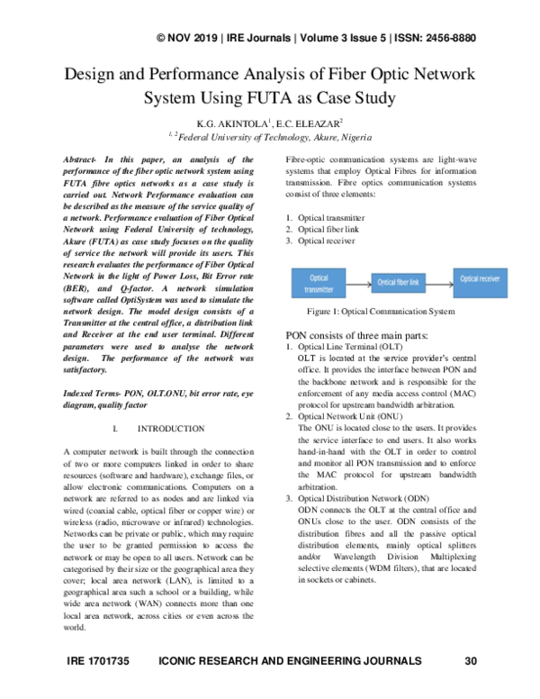 (PDF) Design and Performance Analysis of Fiber Optic Network System ...
