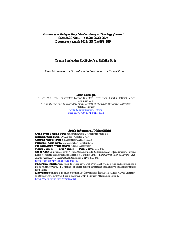 (PDF) From Manuscripts to Codicology: An Introduction to Critical ...