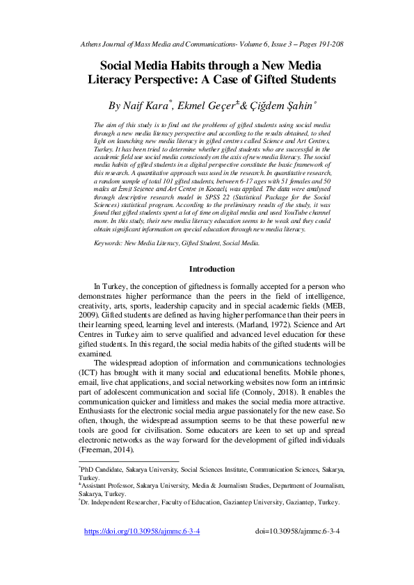 (PDF) Social Media Habits through a New Media Perspective