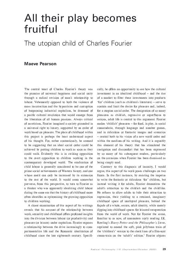 (PDF) All Their Play Becomes Fruitful: The Utopian Child of Charles Fourier