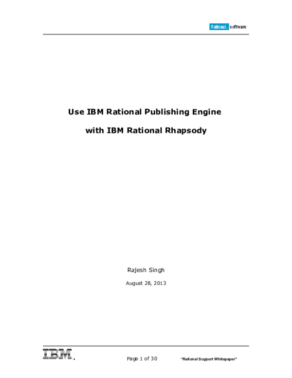 (PDF) Use IBM Rational Publishing Engine with IBM Rational Rhapsody