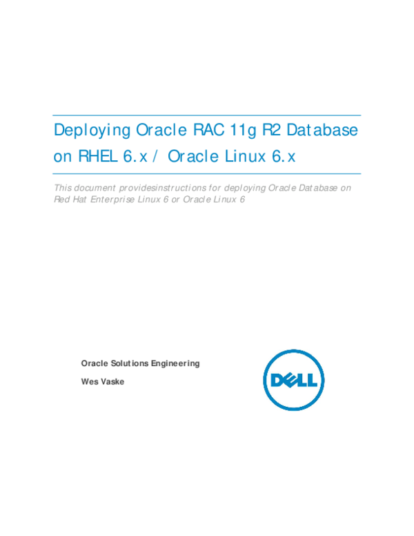 Pdf Deploying Oracle Rac 11g R2 Database On Rhel 6x Oracle Linux 6 5963