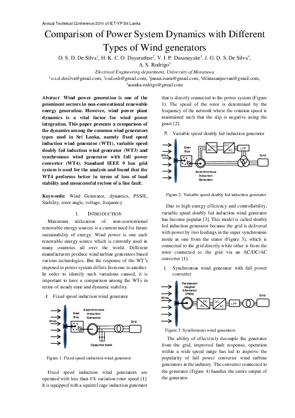 (PDF) Comparison of Power System Dynamics with Different Types of Wind ...