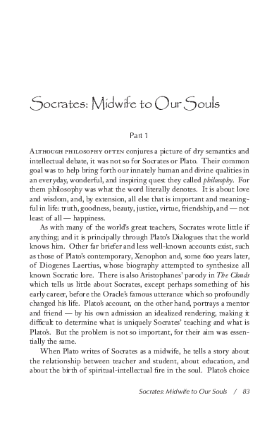 (PDF) Socrates: Midwife to Our Souls