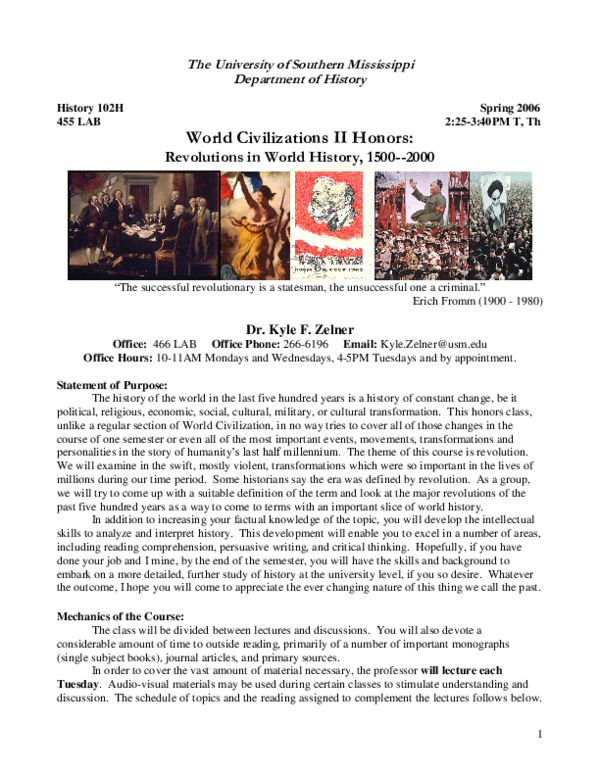 (PDF) World Civilizations II Honors: Revolutions in World History, 1500 ...