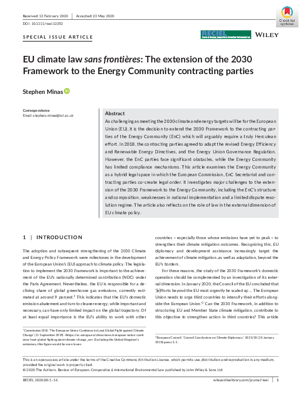 (PDF) EU climate law sans frontières: The extension of the 2030 ...