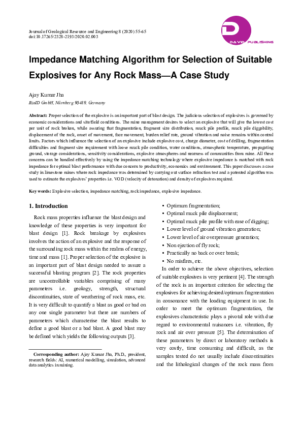 (PDF) Impedance Matching Algorithm for Selection of Suitable Explosives ...