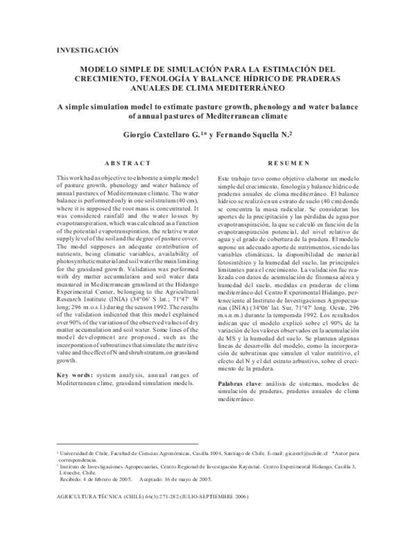 (PDF) A simple simulation model to estimate pasture growth, phenology ...