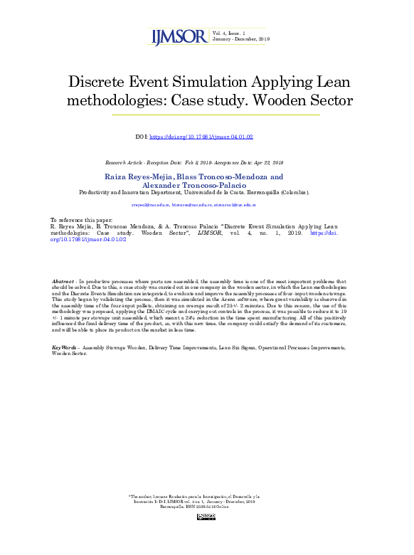 (PDF) Discrete Event Simulation Applying Lean methodologies: Case study. Wooden Sector
