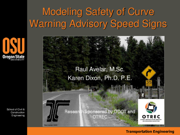 (PDF) Modeling Safety of Curve Warning Advisory Speed Signs