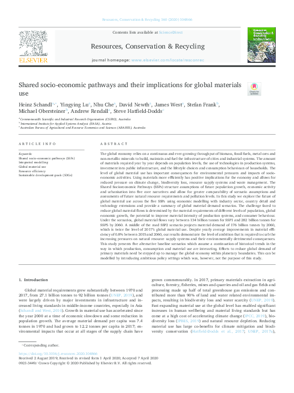 (PDF) Shared socio-economic pathways and their implications for global ...