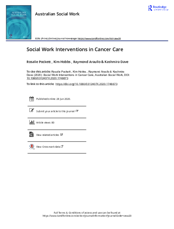 (PDF) Social Work Interventions in Cancer Care
