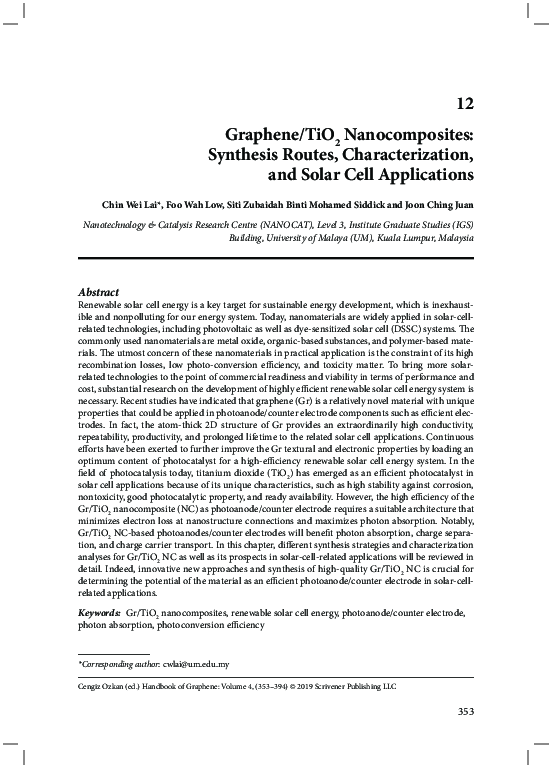 (PDF) Graphene/TiO2 Nanocomposites: Synthesis Routes, Characterization ...