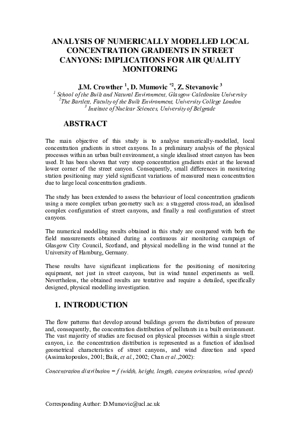 Pdf Analysis Of Numerically Modelled Local Concentration Gradients In