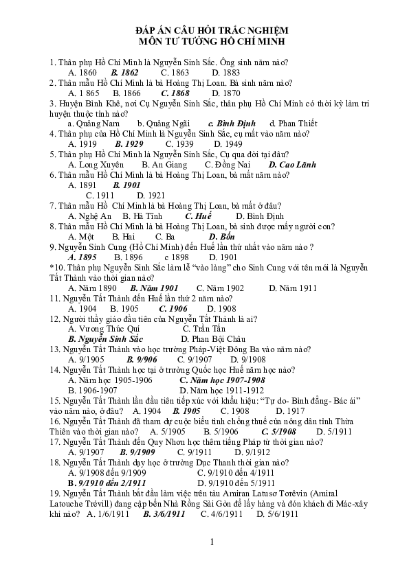 (DOC) Xemtailieu 500 cau hoi trac nghiem tu tuong ho chi minh co dap an
