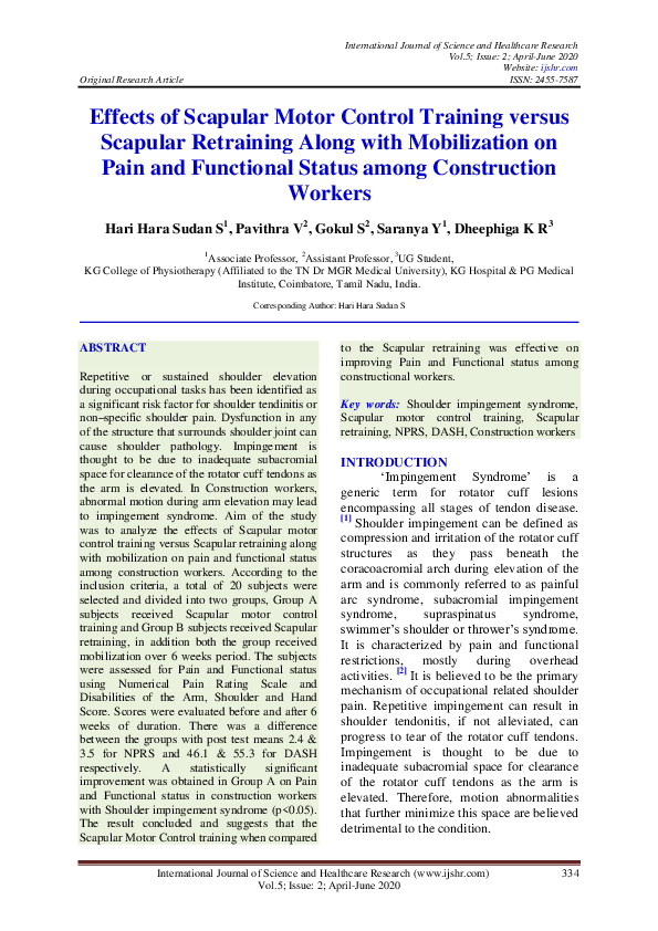 (PDF) Effects of Scapular Motor Control Training versus Scapular ...
