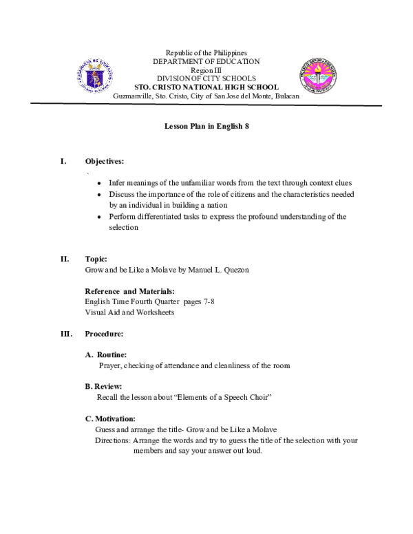 (DOC) Republic of the Philippines DEPARTMENT OF EDUCATION Region III ...