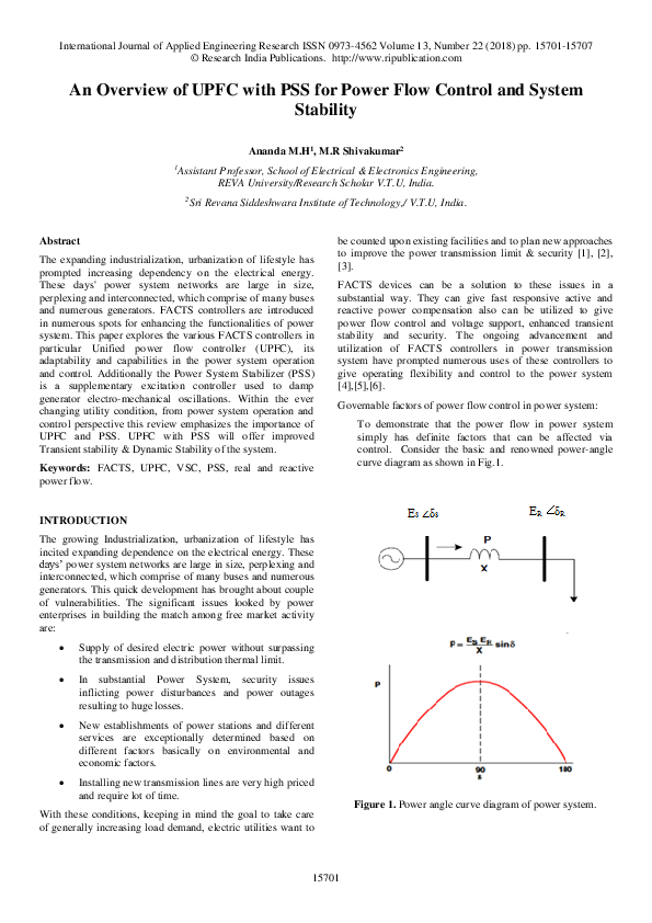 Pdf An Overview Of Upfc With Pss For Power Flow Control And System