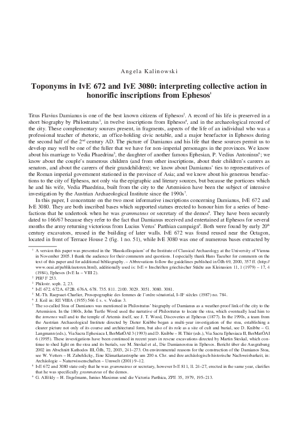 (PDF) Angela Kalinowski Toponyms in IvE 672 and IvE 3080: interpreting ...