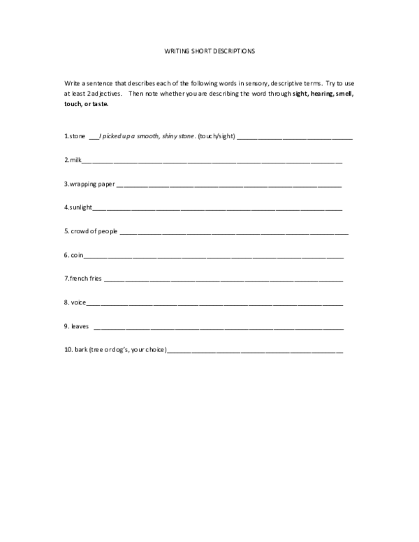 (PDF) Practice writing short descriptions