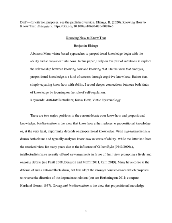 (DOC) Knowing How to Know That