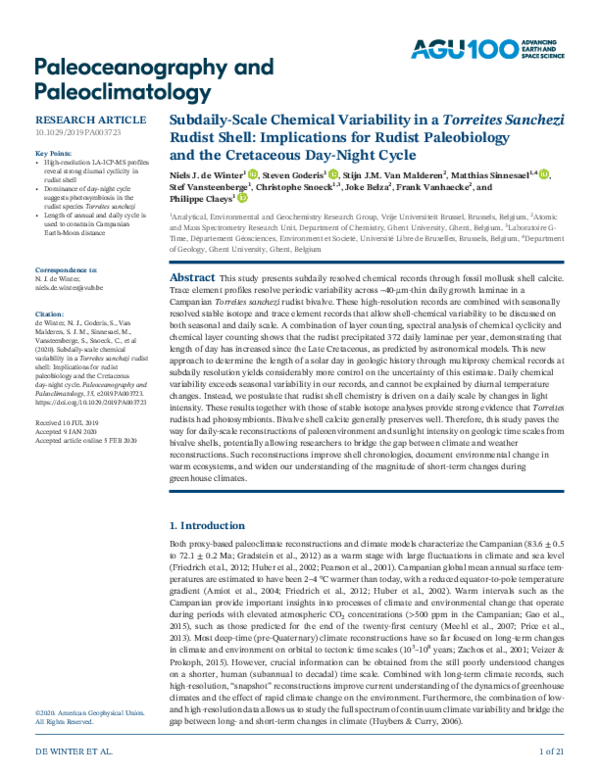 (PDF) Subdaily-Scale Chemical Variability in a Torreites Sanchezi ...