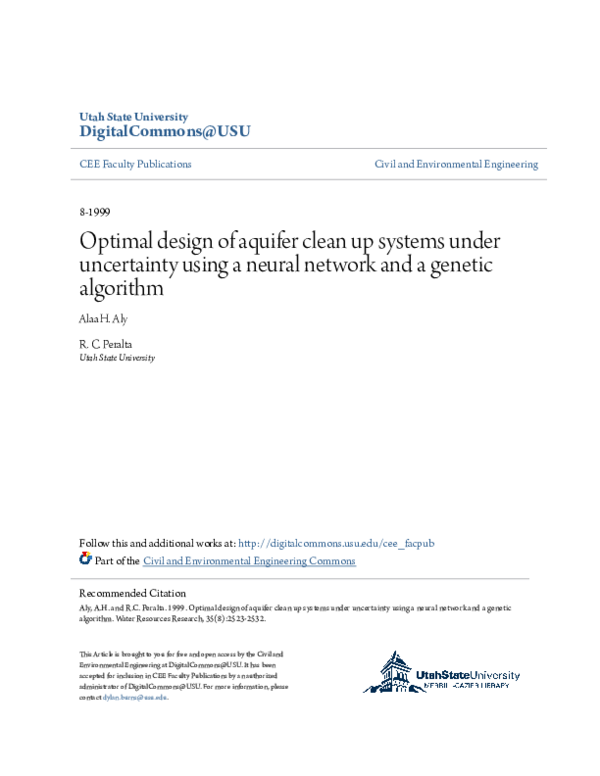 (PDF) Optimal design of aquifer cleanup systems under uncertainty using a neural network and a ...