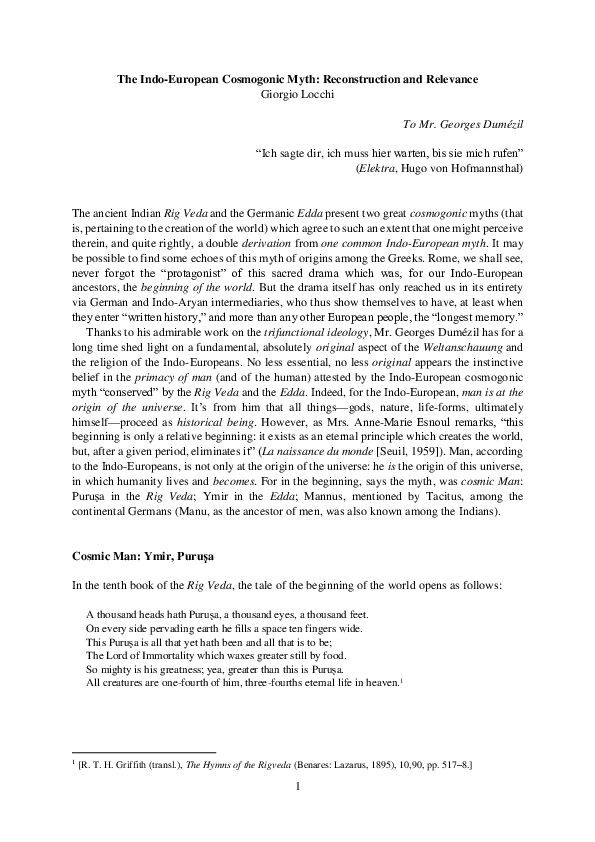 (PDF) Giorgio Locchi, “The Indo-European Cosmogonic Myth ...