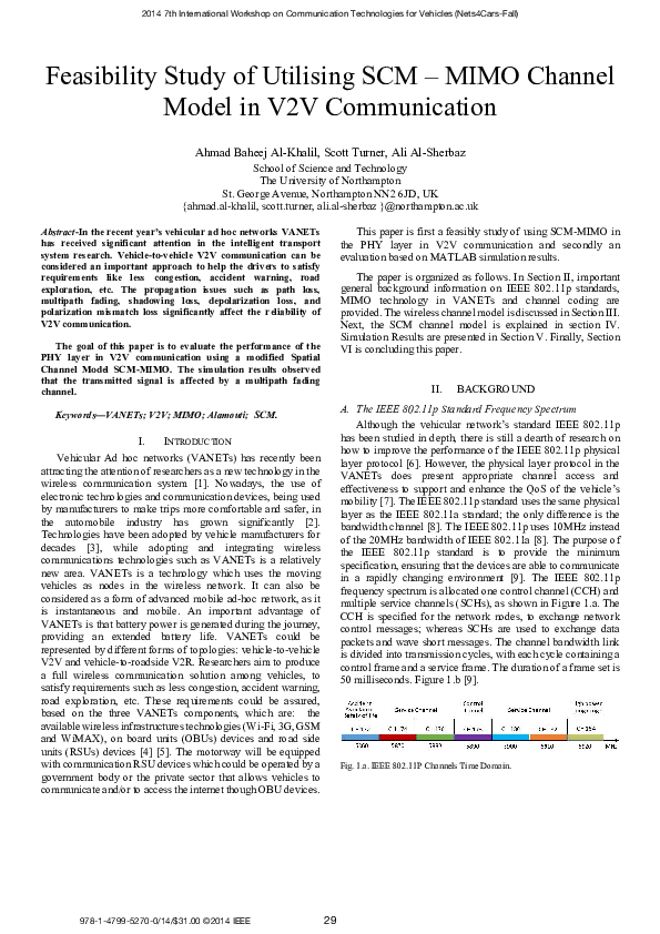 (PDF) Feasibility Study of Utilising SCM -MIMO Channel Model in V2V ...