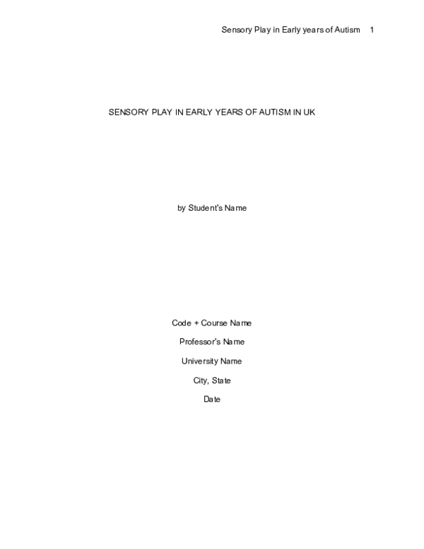 (DOC) Order 264223 Dissertation ‘’ Sensory Play in Early Years with ...