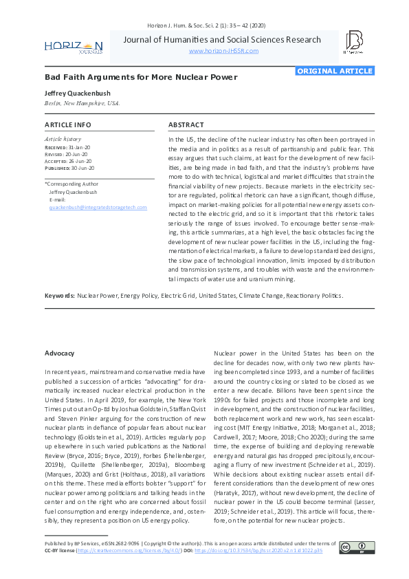 (PDF) Bad Faith Arguments for More Nuclear Power