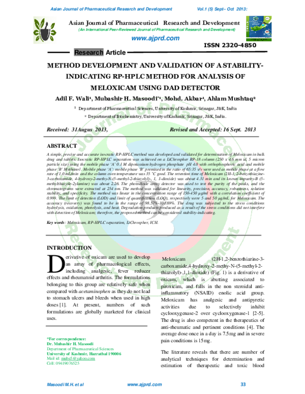 (PDF) Method Development and Validation of a Stability-Indicating RP-HPLC Method for the ...