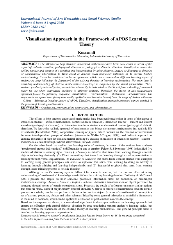 (PDF) Visualization Approach in the Framework of APOS Learning Theory
